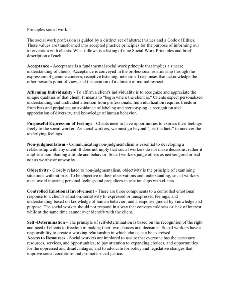 Principles Social Work | PDF