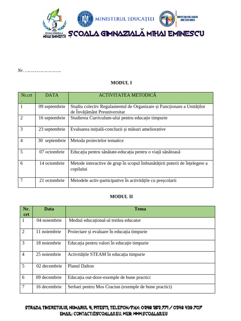 Activitate Metodica 2024-2025 sc11 | PDF