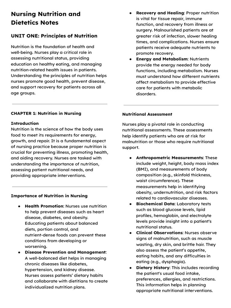 EXTENDED SAMPLE - Nursing Nutrition and Dietetics Notes | PDF | Fat ...