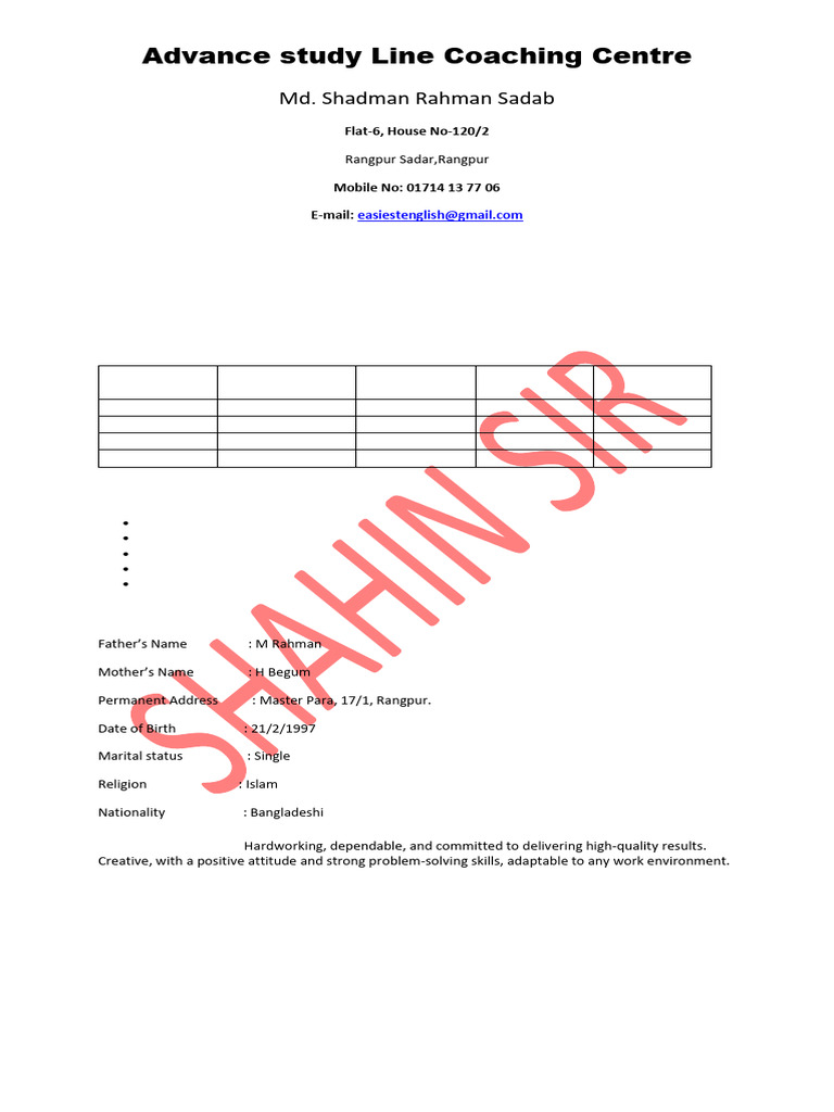 CV For 8 Final | PDF