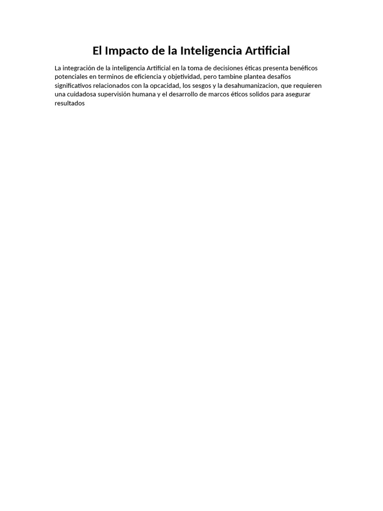 El Impacto de La Inteligencia Artificial Ensayo | PDF