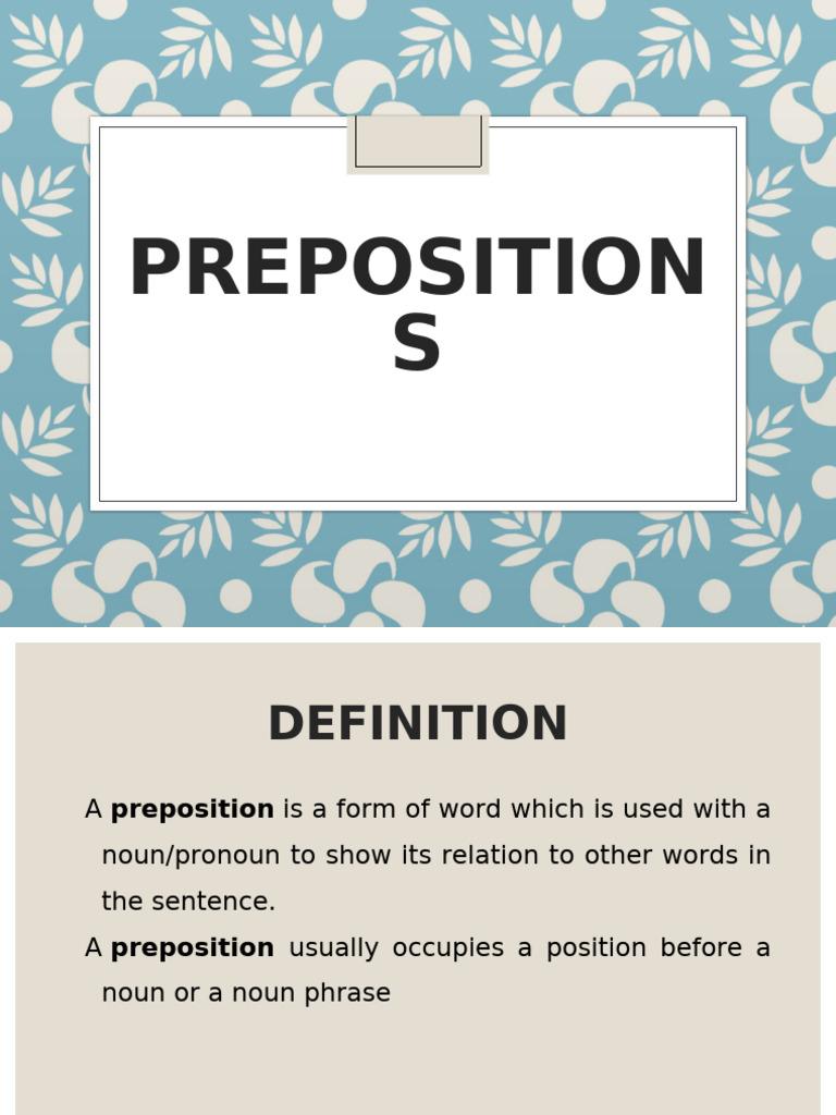 Prepositions | PDF