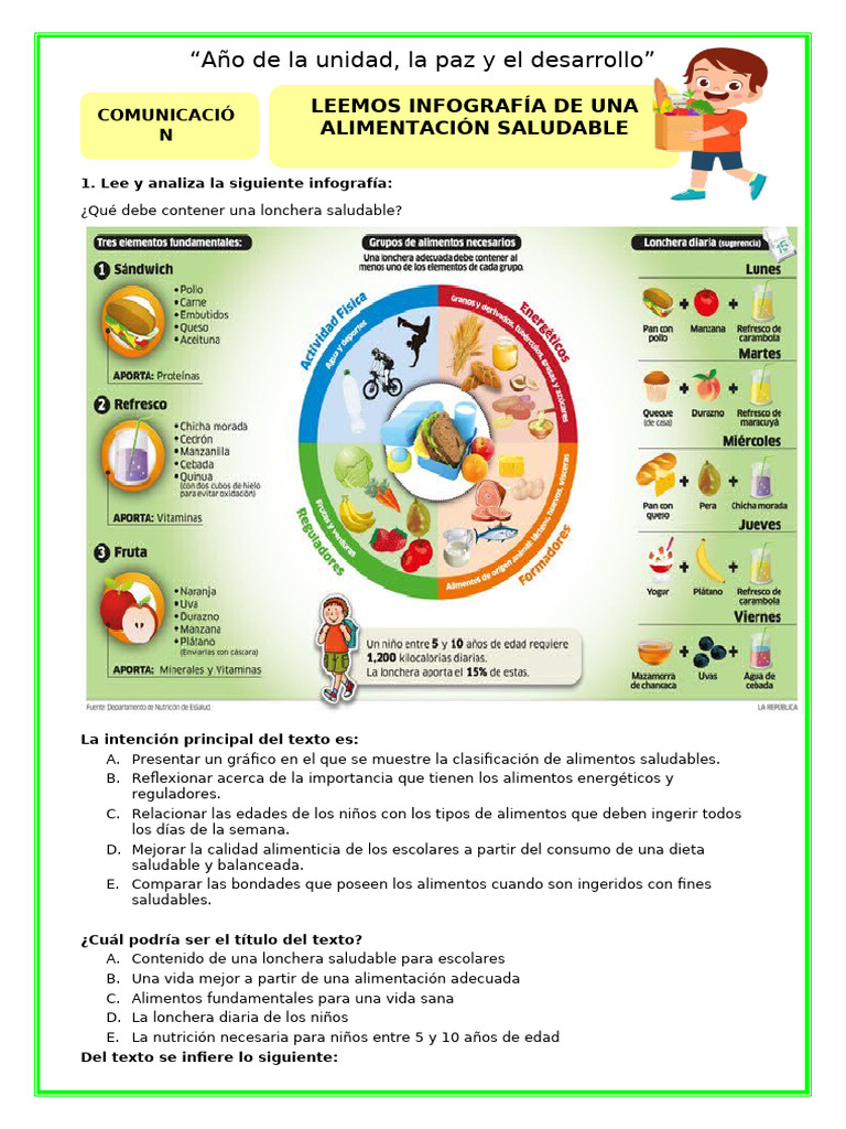 Ficha-Comun-Leemos Infografía de Una Alimentación Saludable | PDF ...