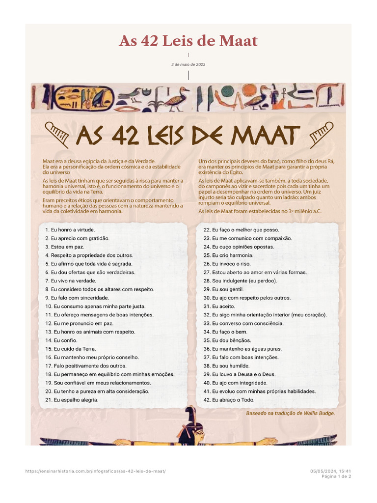 As 42 Leis de Maat - Ensinar História - Joelza Ester Domingues | PDF