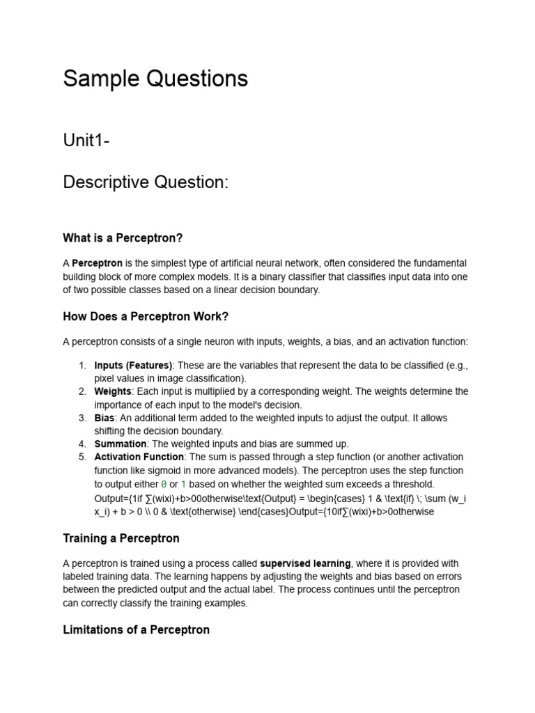 Sample Questions Deep Learning | PDF