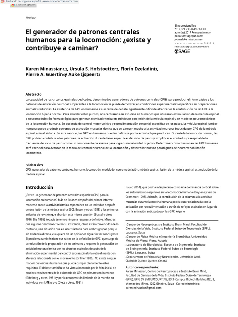 The Human Central Pattern Generator - En.es | PDF