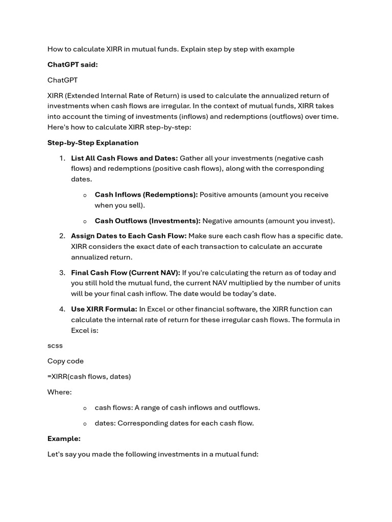 XIRR Part 2 | PDF
