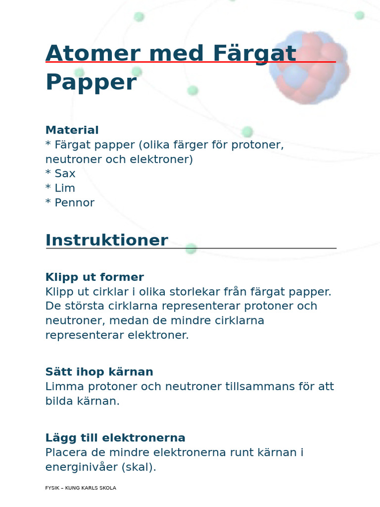 Atomer Med Färgat Papper | PDF