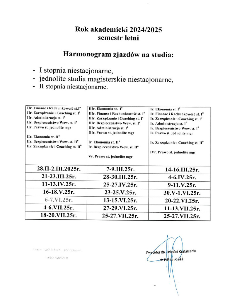 Harmonogram 2024 25 Letni | PDF