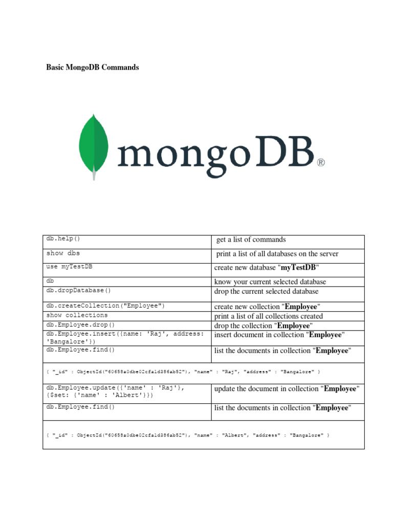 Basic MongoDB Commands | PDF