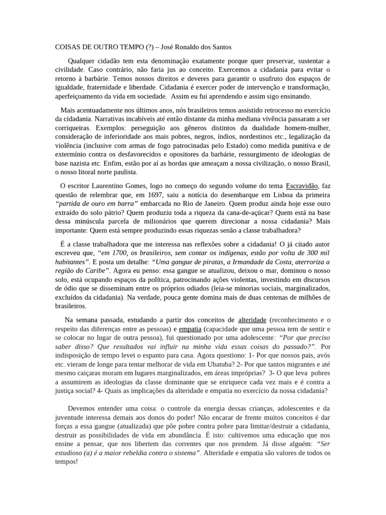 Coisas de Outro Tempo | PDF