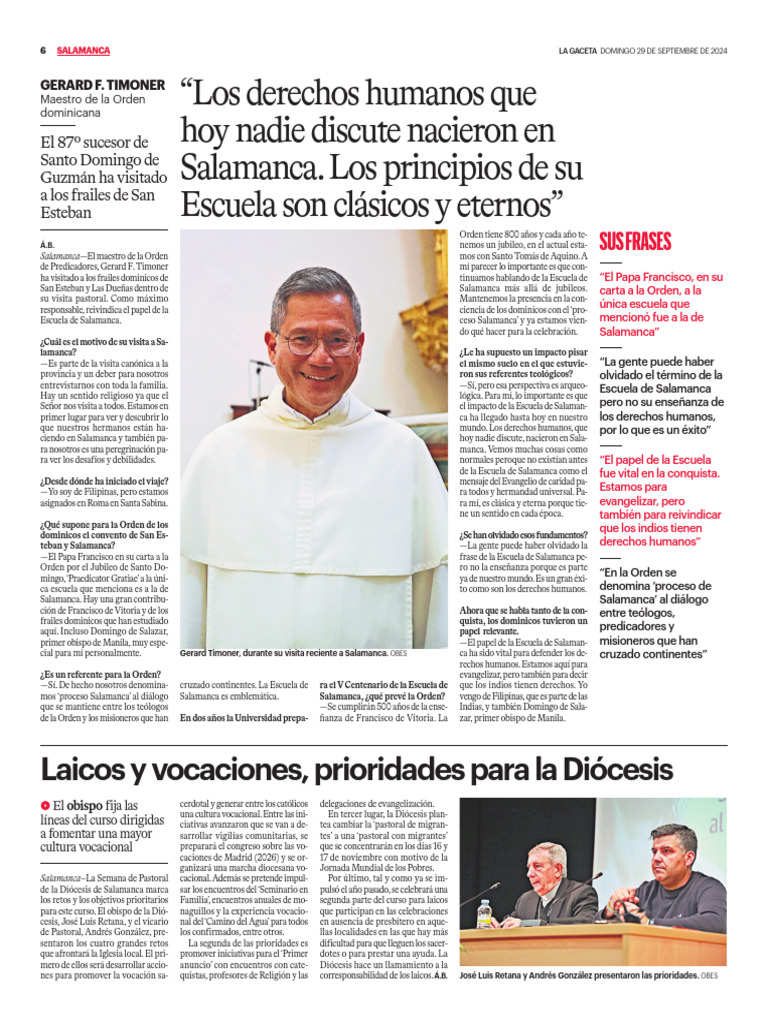 Entrevista Al Maestro de La Orden, Fr. Gerard Timoner III OP | PDF ...