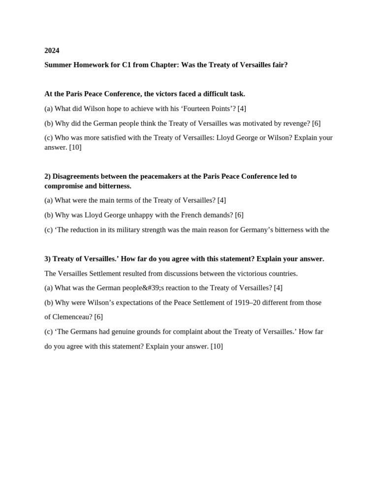 C1 World History Summer Homework | PDF