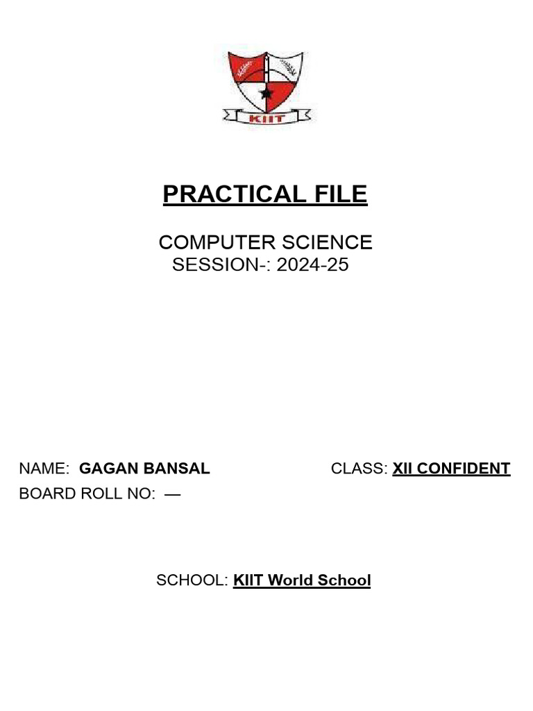 Gagan Bansal (CS Practical File) | PDF | Table (Database) | Computers