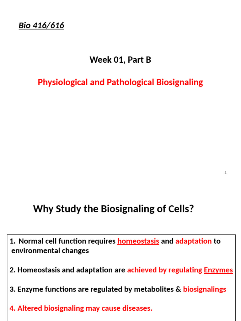 Week 1 Physiological and Pathological Biosignaling | PDF