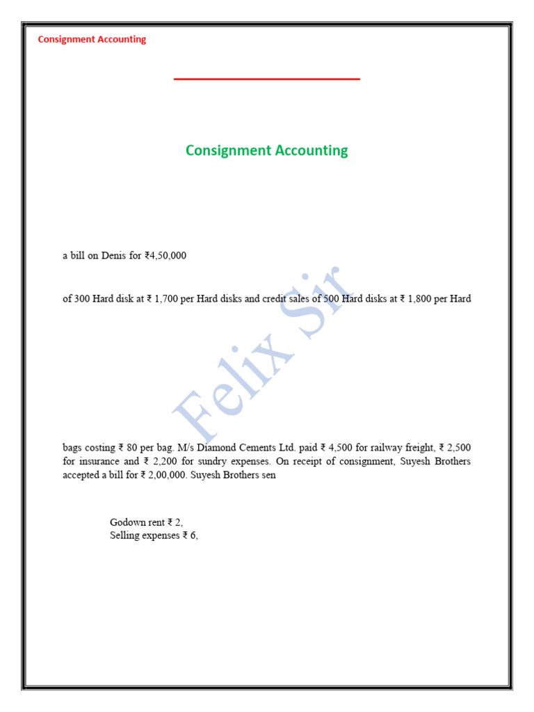 Consignment Accounting Questions - Felix | PDF