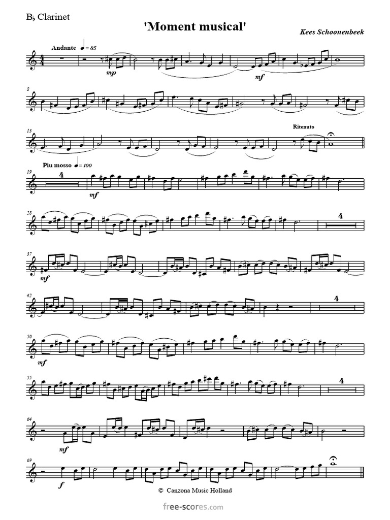 Moment Musical Partition Clarinette Seule | PDF