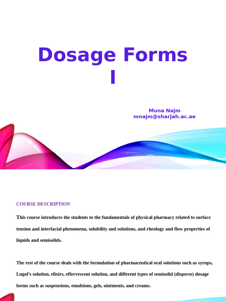 1 - Dosage Forms I | PDF