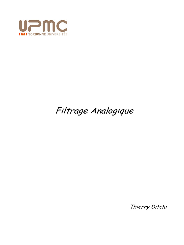 Cours Filtrage Analogique 03!11!2015 | PDF