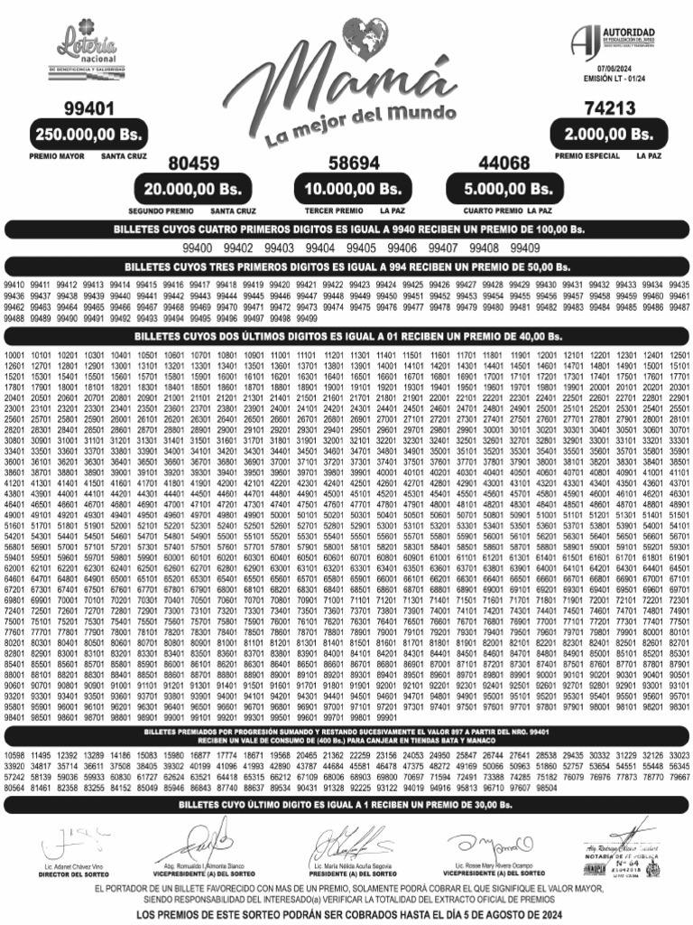 RPT Extracto Sorteo | PDF