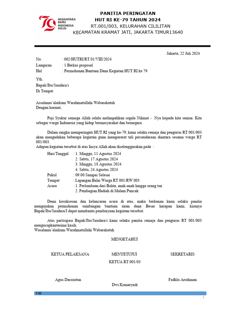 Proposal Hut Ri 79 RT | PDF