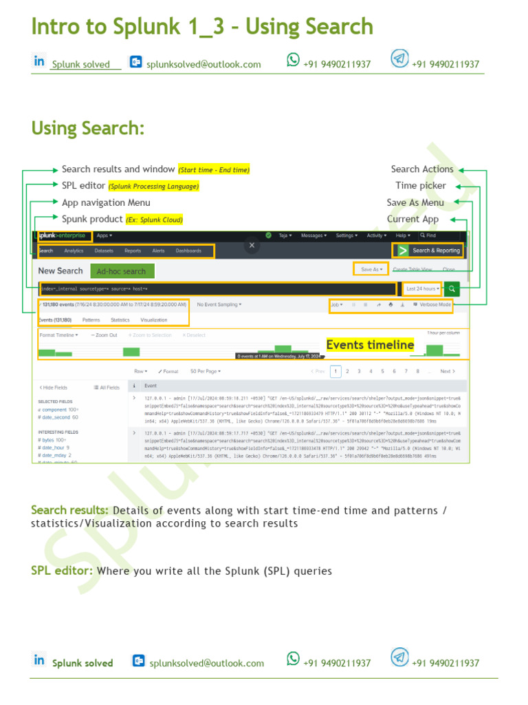 Intro To Splunk 1 - 3 - Using Search | PDF