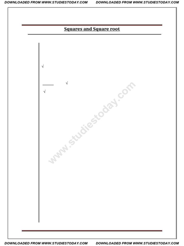 Squares and Square Root | PDF | Numbers | Teaching Methods & Materials