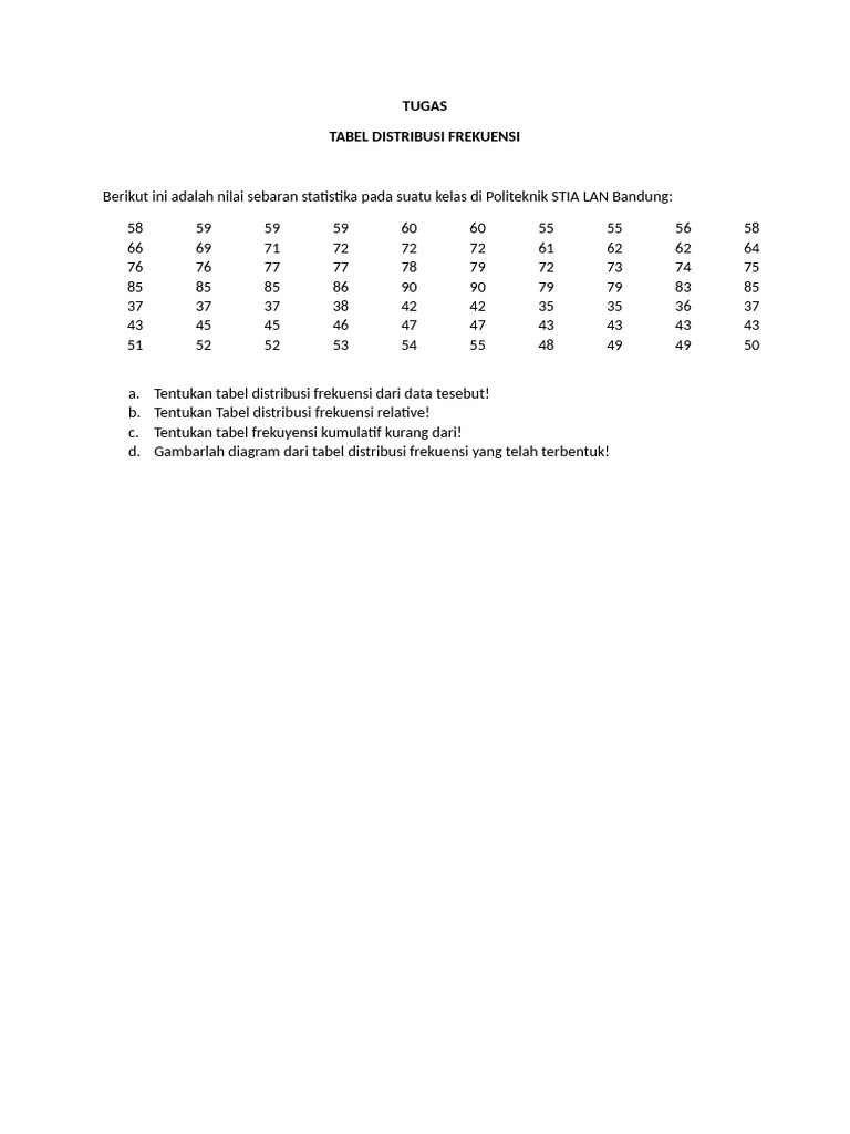 Latihan Soal Tabel Distribusi Frekuensi | PDF