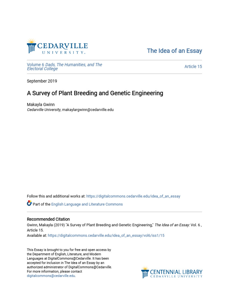 A Survey of Plant Breeding and Genetic Engineering | PDF