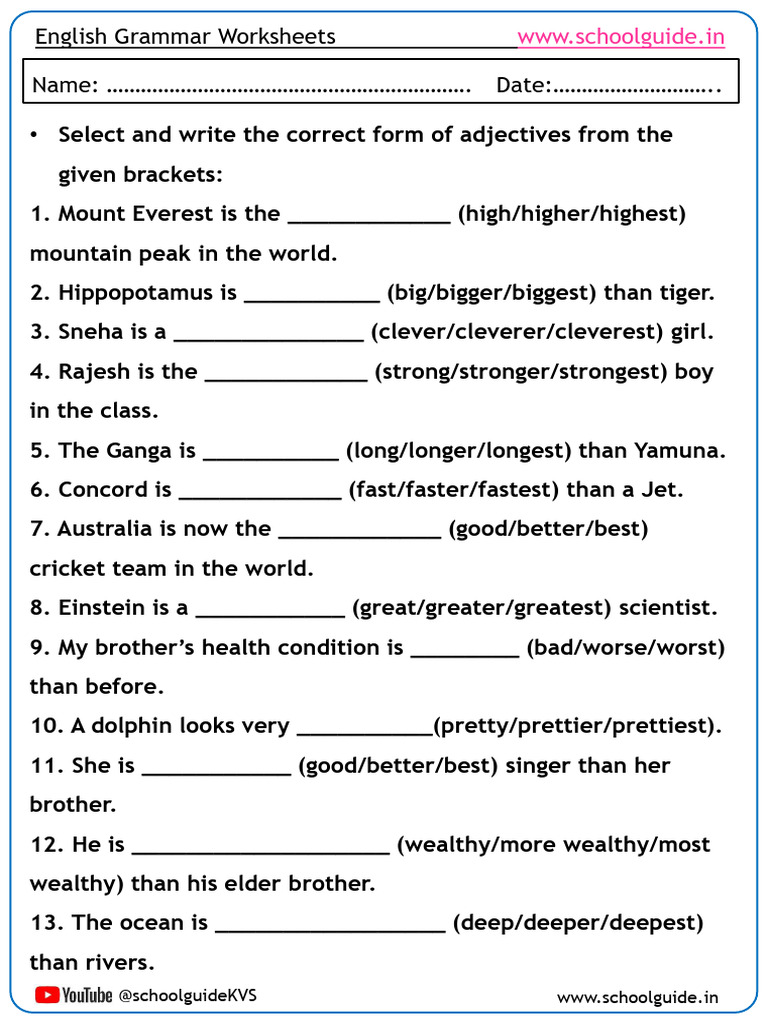 Adjectives Worksheet 2 | PDF