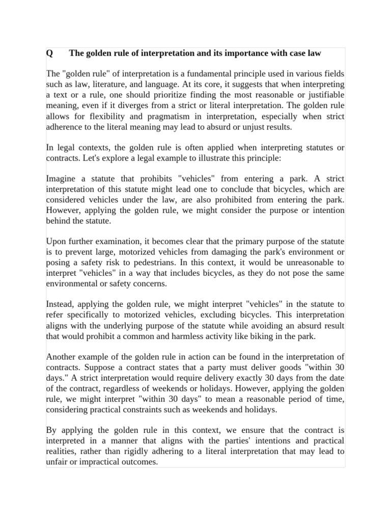 Golden Rule of Interpretation Printed | PDF | Public Law | Common Law