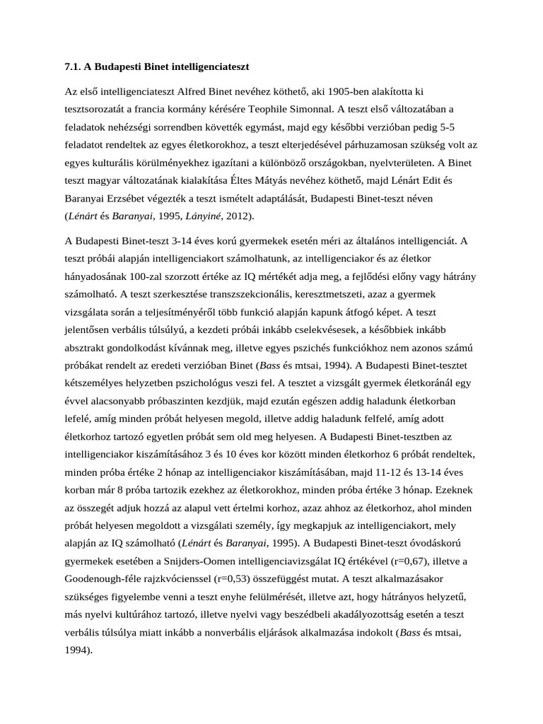 A Budapesti Binet Intelligenciateszt | PDF