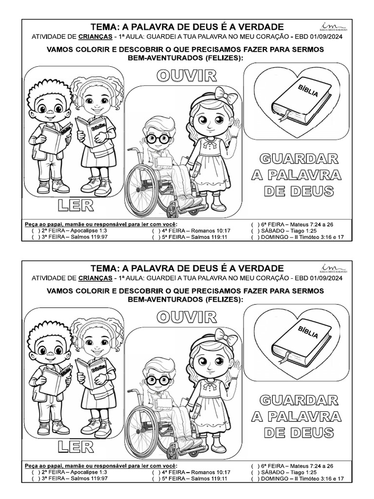 1a Aula - Atividade2 - CRI - A Palavra de Deus e A Verdade - Guardei A Tua Palavra No Meu ...