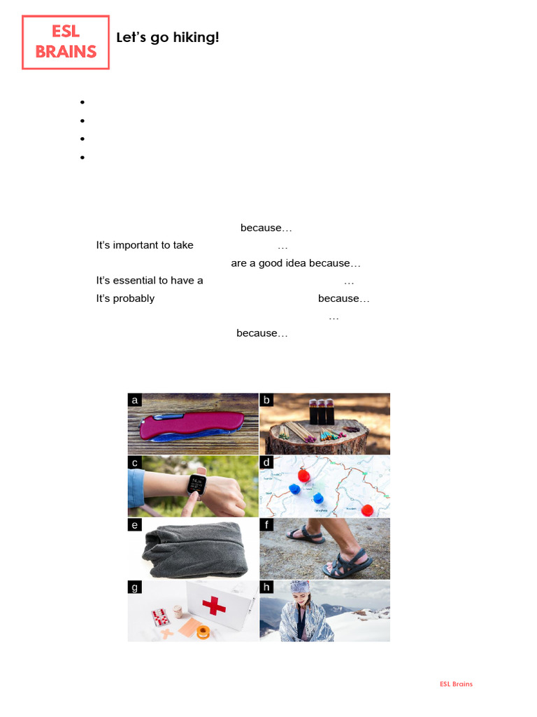 ESL Brains Lets Go Hiking SV 5179 | PDF