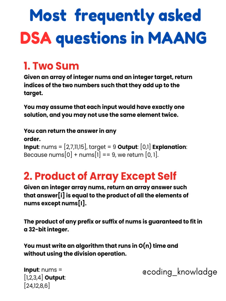 Most Frequently Asked DSA Questions in MAANG | PDF | String (Computer ...