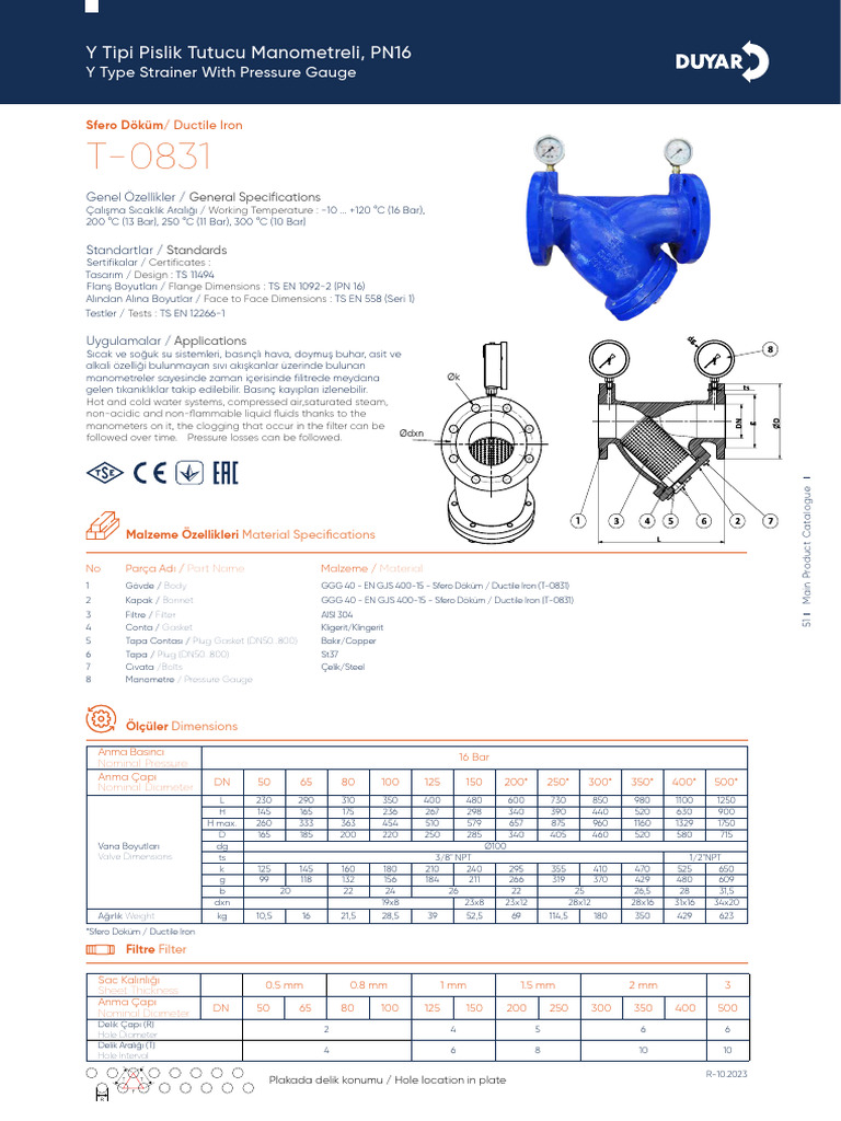 Y Type Strainer With Pressure Gauge Tek1727334116 | PDF | Mechanical Engineering | Materials