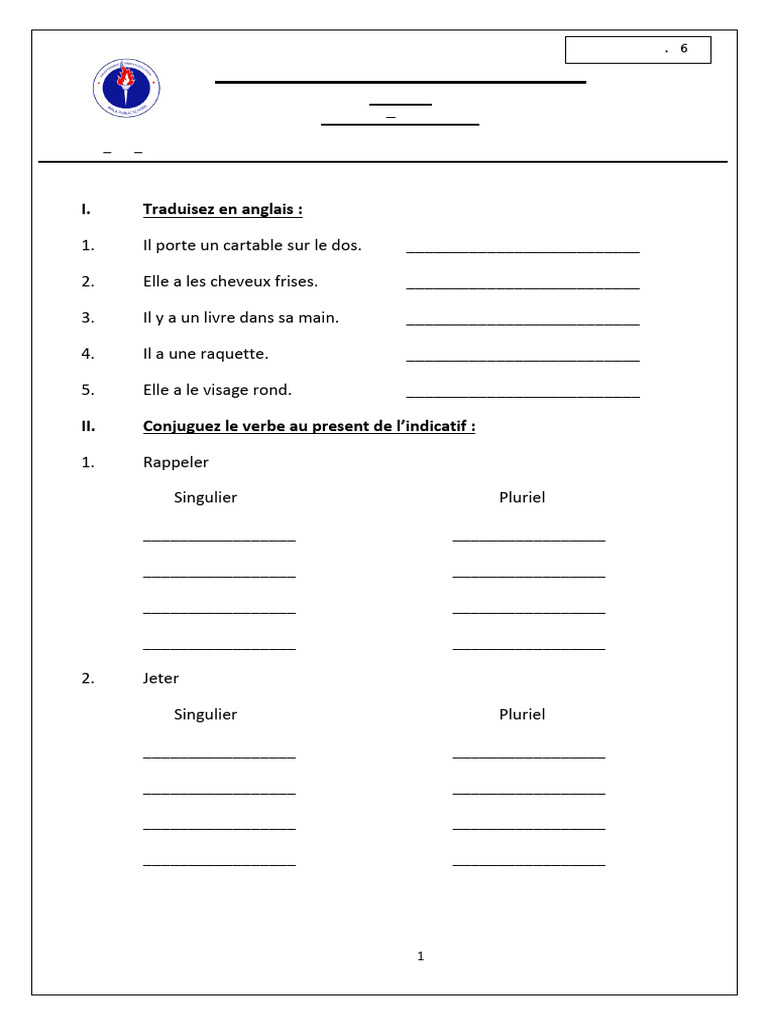 Grade 4 French WS - Lecon 2 | PDF
