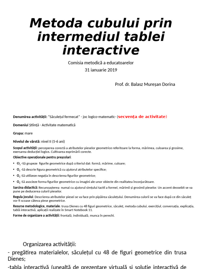 Metoda Cubului Cu Ajutorul Tablei Interactive | PDF