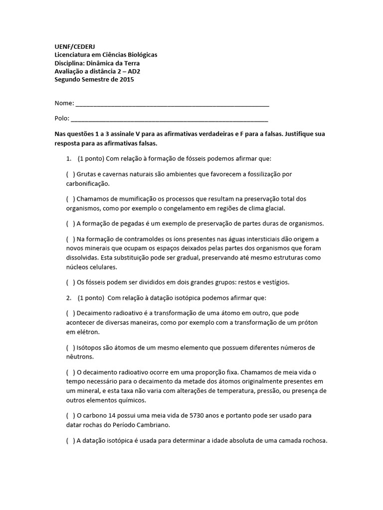 AD2 2015.2 DT Sem Gabarito | PDF