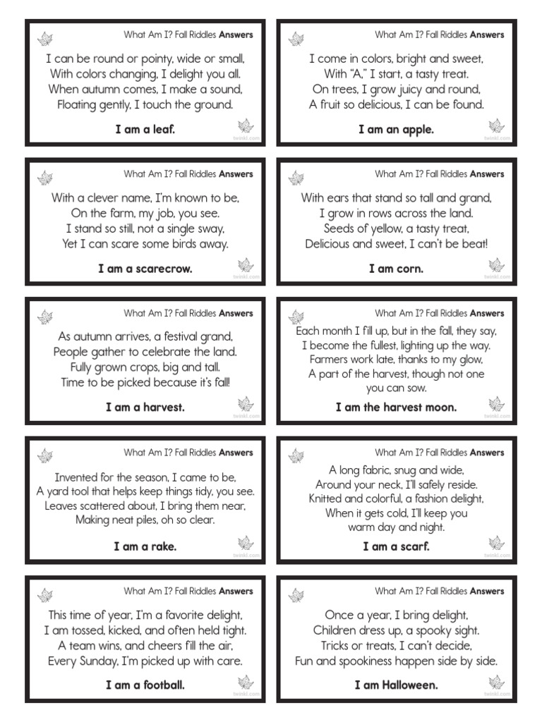 .ArchAnswers What Am I Fall Riddles For K-2nd | PDF