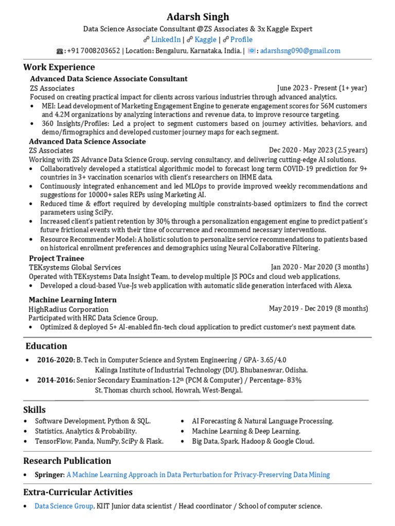 Adarsh Singh Resume | PDF