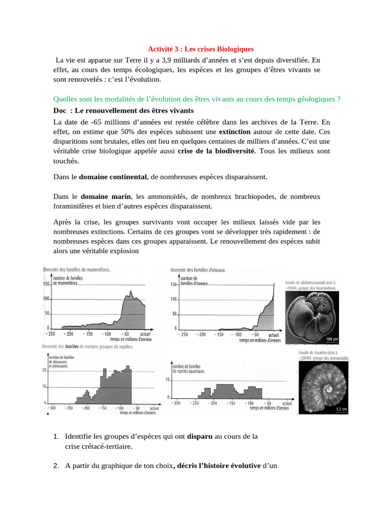 Activité 3 Les Crises Biologiques | PDF