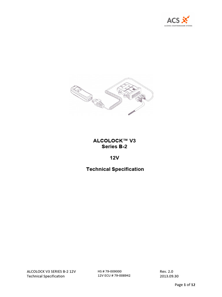 Alcolock V3 Series B-2 12V Technical Specs 20131001 | PDF