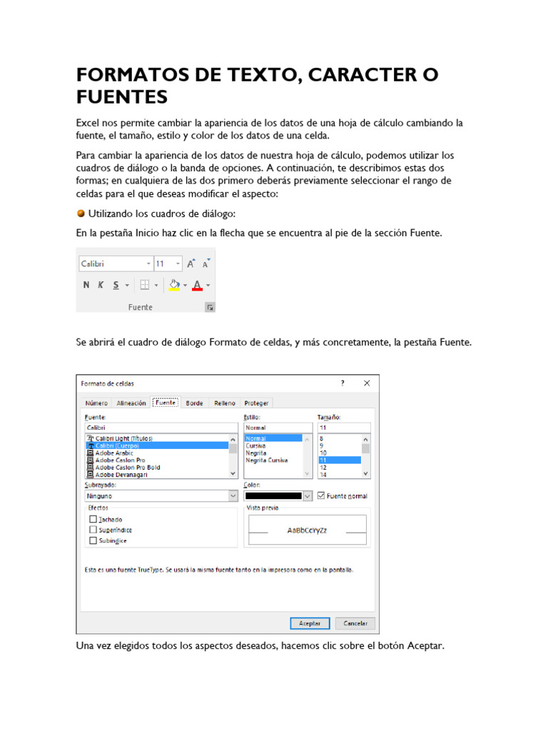 Formatos de Texto en Excel | PDF