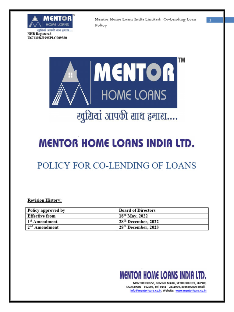 Policy For Co-Lending of Loans-10-06-2024 | PDF