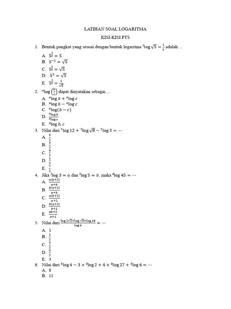 Latihan Soal Logaritma | PDF