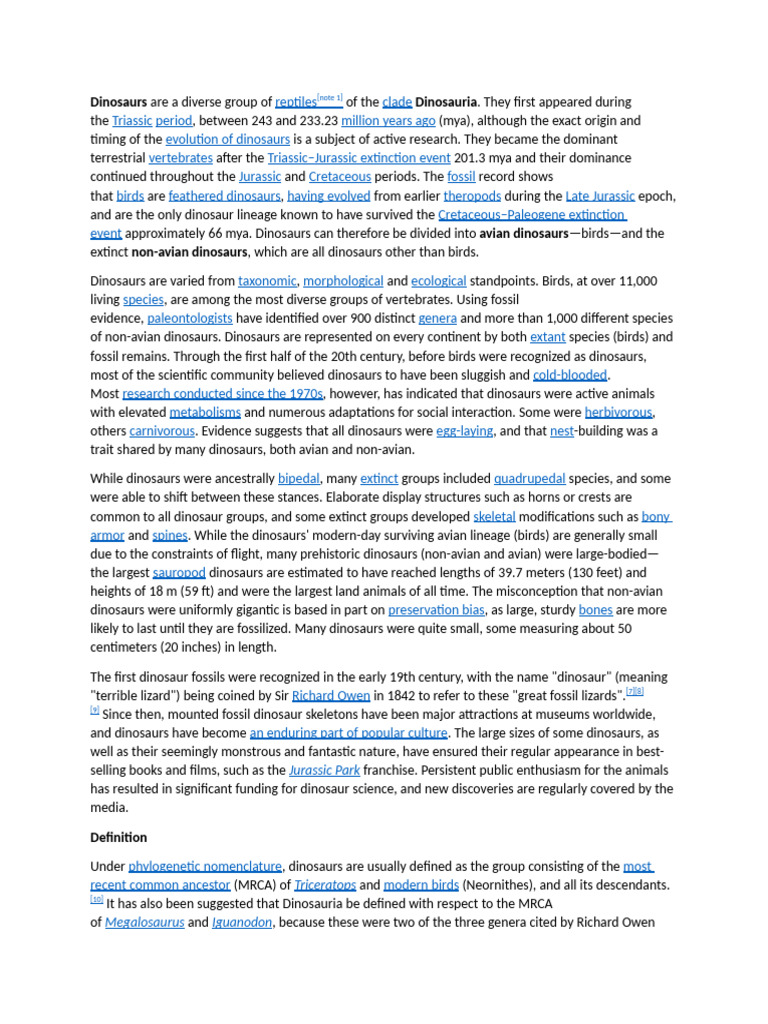 Dinosaurs | PDF