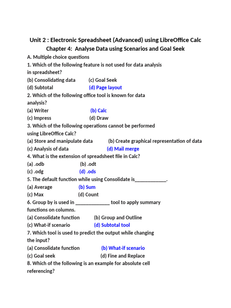 Electronic Spreadsheet Unit 2 (All CH) | PDF | Hyperlink | Spreadsheet