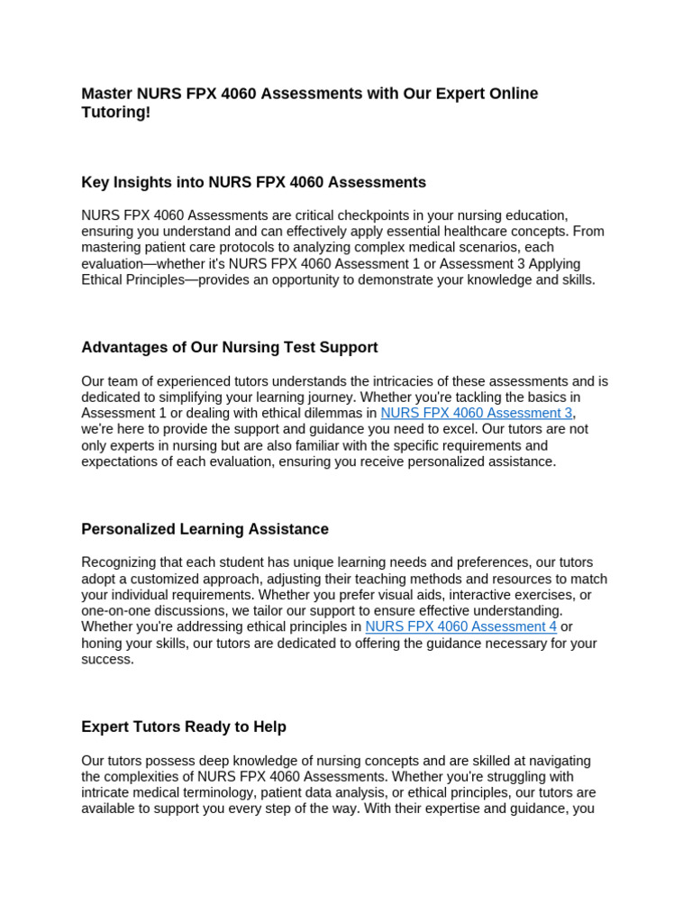 NURS FPX 4060 Assessment | PDF