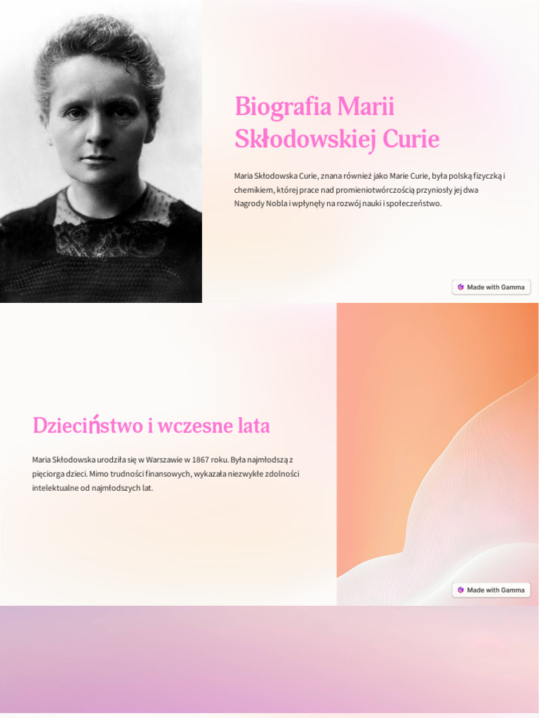 Biografia Marii Sklodowskiej Curie | PDF